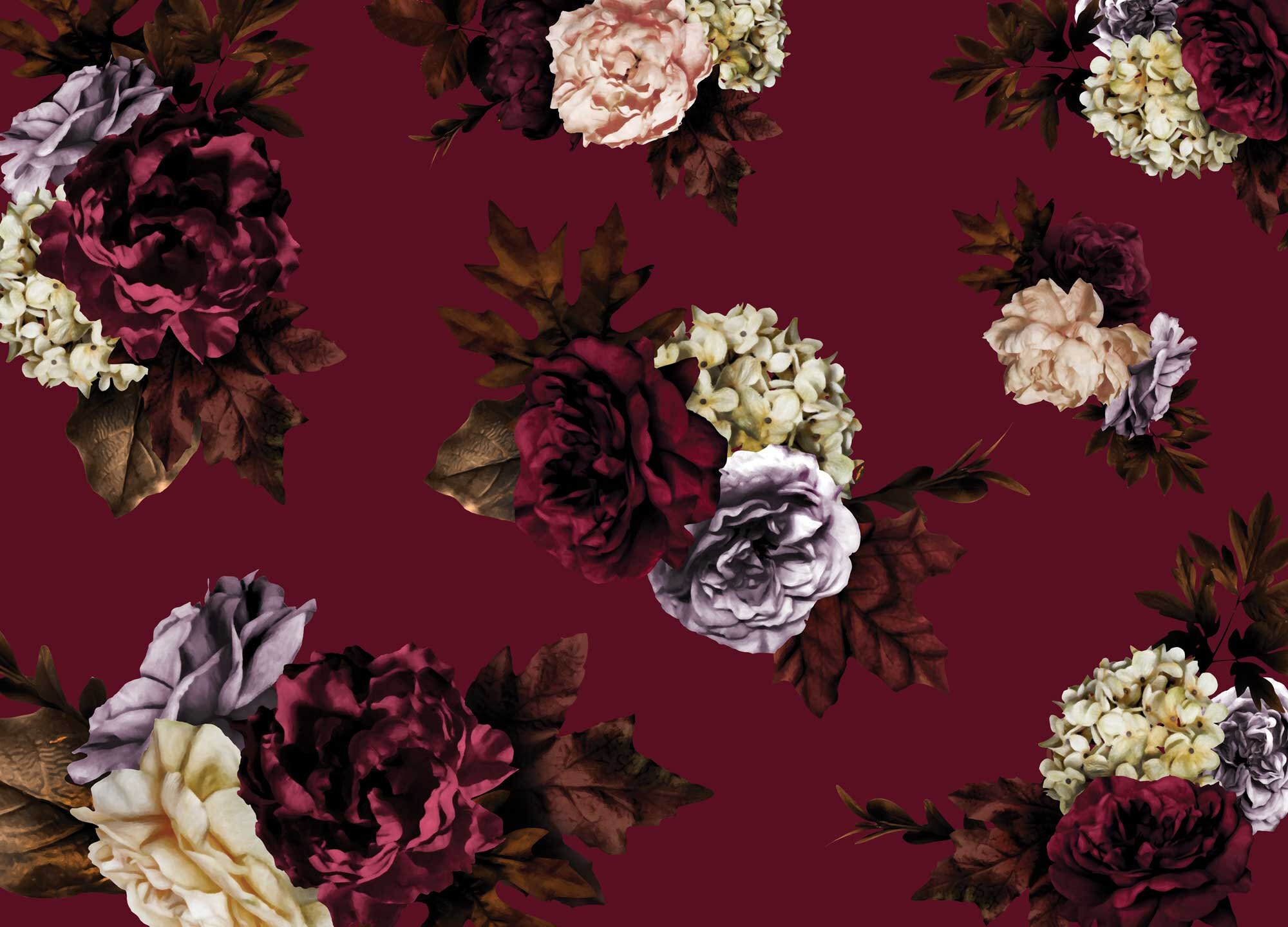 Rose Bouquet Burgundy wallpaper red floral wall mural | Etsy