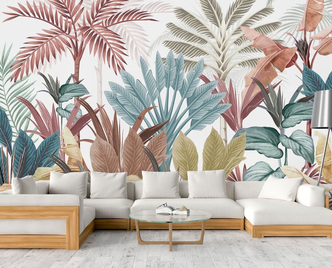 Boho Jungle - Palm Tree Wallpaper With Boho Color - Warm Color Tree ...