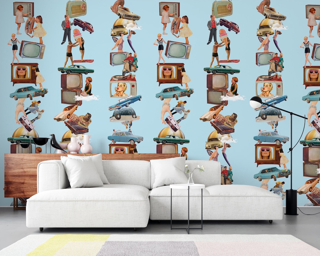 Retro Collage Wallpaper, Vintage Wallpaper, Retro Electronics Vintage ...