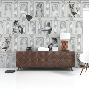 Retro Wallpaper, Greek Statues Antique Columns, Vintage Wallpaper ...