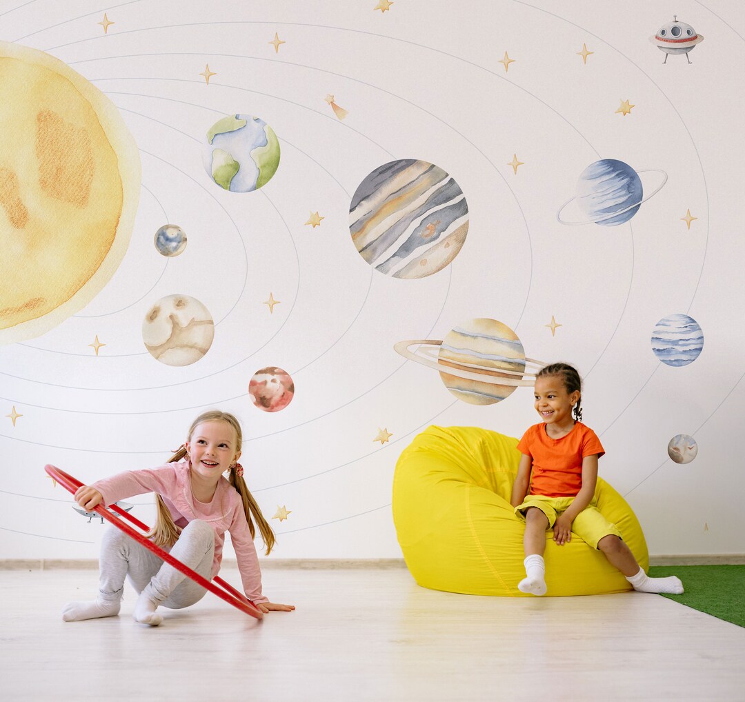 Kids' Room Space Wallpaper - Planet Galaxy Wallpaper - Solar System ...