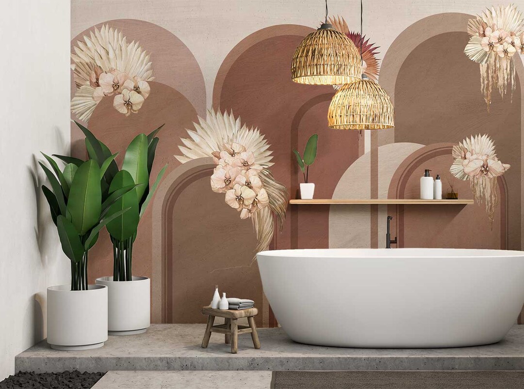 Terracotta Arches Wallpaper Boho Arches Wallpaper Shape Wallpaper Art ...