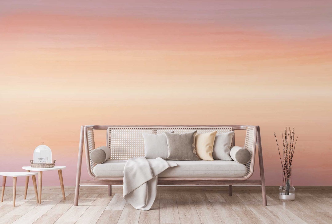 Sunset Ombre Wallpaper, Watercolor Horizon Wally-tie Dye Wall Mural ...