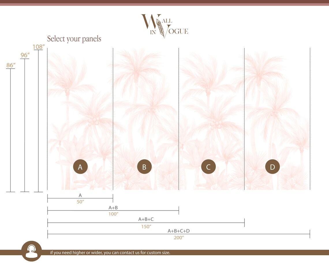 Soft Palm Trees Wallpaper, PINK Forest Landscape Wall Mural, Room ...
