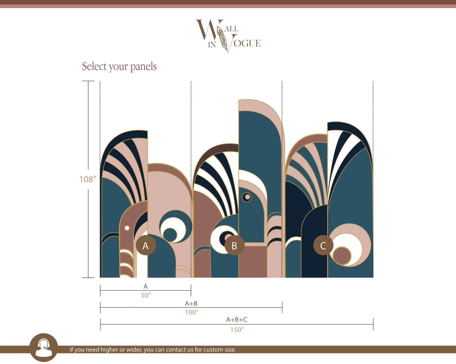 The Ritz in Blue - Art Deco Wallpaper - Art Decor Wall Mural - Blush ...