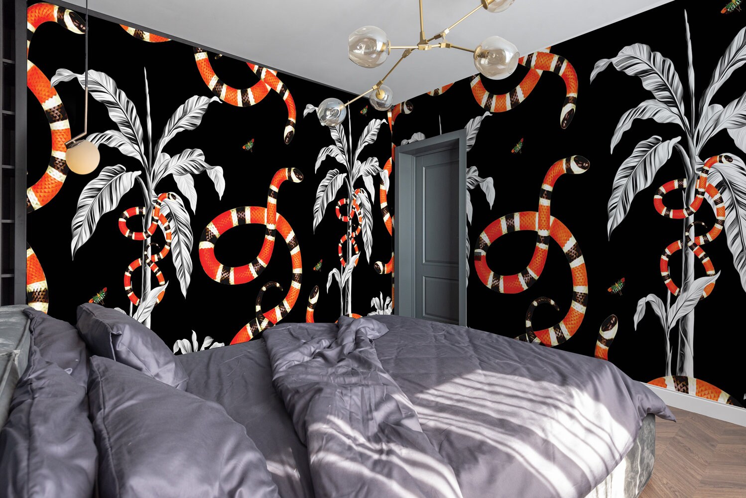 Exotic Snake Wall Mural Peel and Stick Wallpaper Botanical | Etsy