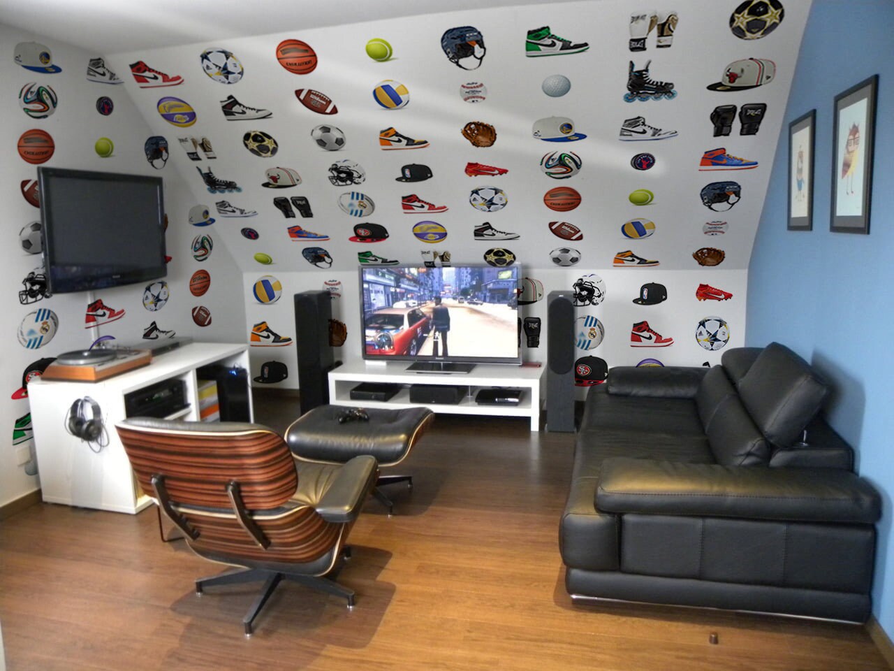 Sneaker Head Wallpaper, NBA Decor Wallpaper, Hype Room, Basketball ...