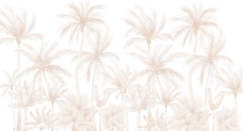 Soft Palm Trees Wallpaper, Beige Forest Landscape Wall Mural, Room ...