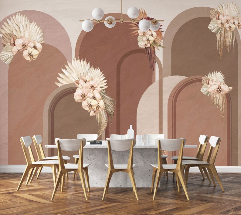 Terracotta Arches Wallpaper Boho Arches Wallpaper Shape - Etsy