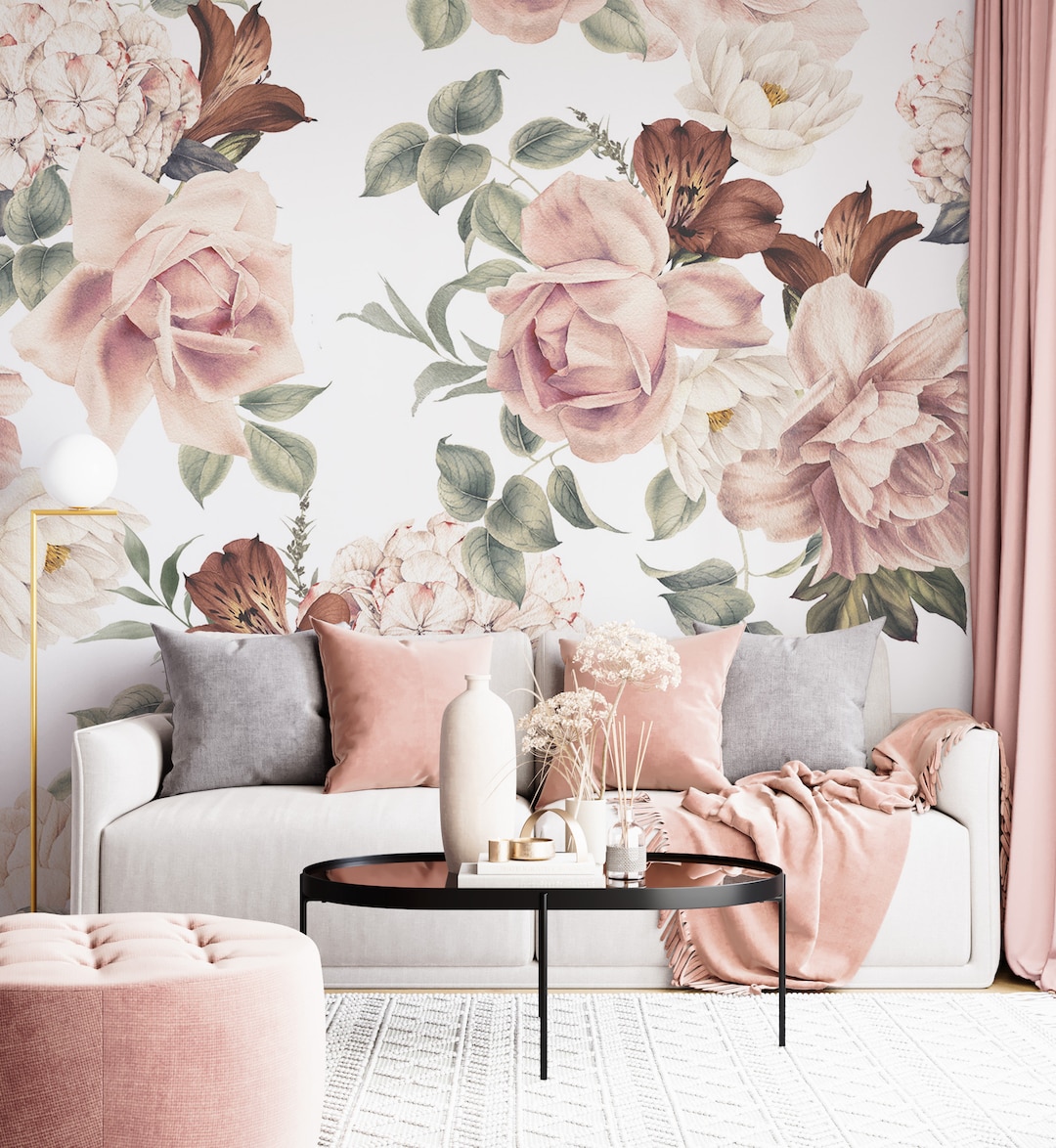 Floral Wallpaper - Girl Bedroom Wallpaper - Unique Design Blossom ...