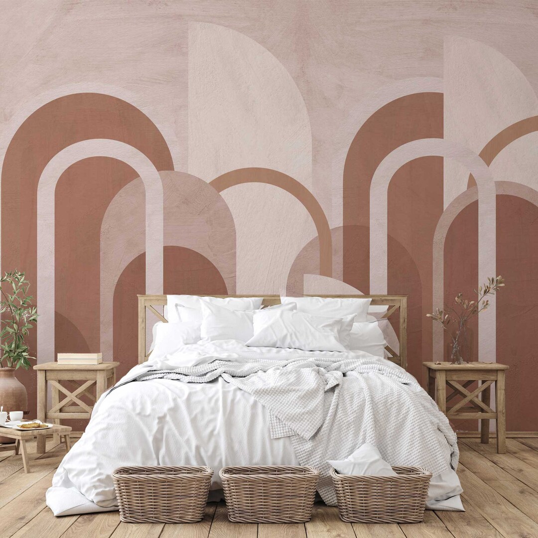 Terracotta Ochre Arches Wallpaper - Removable Arches Wallpaper - Peel ...