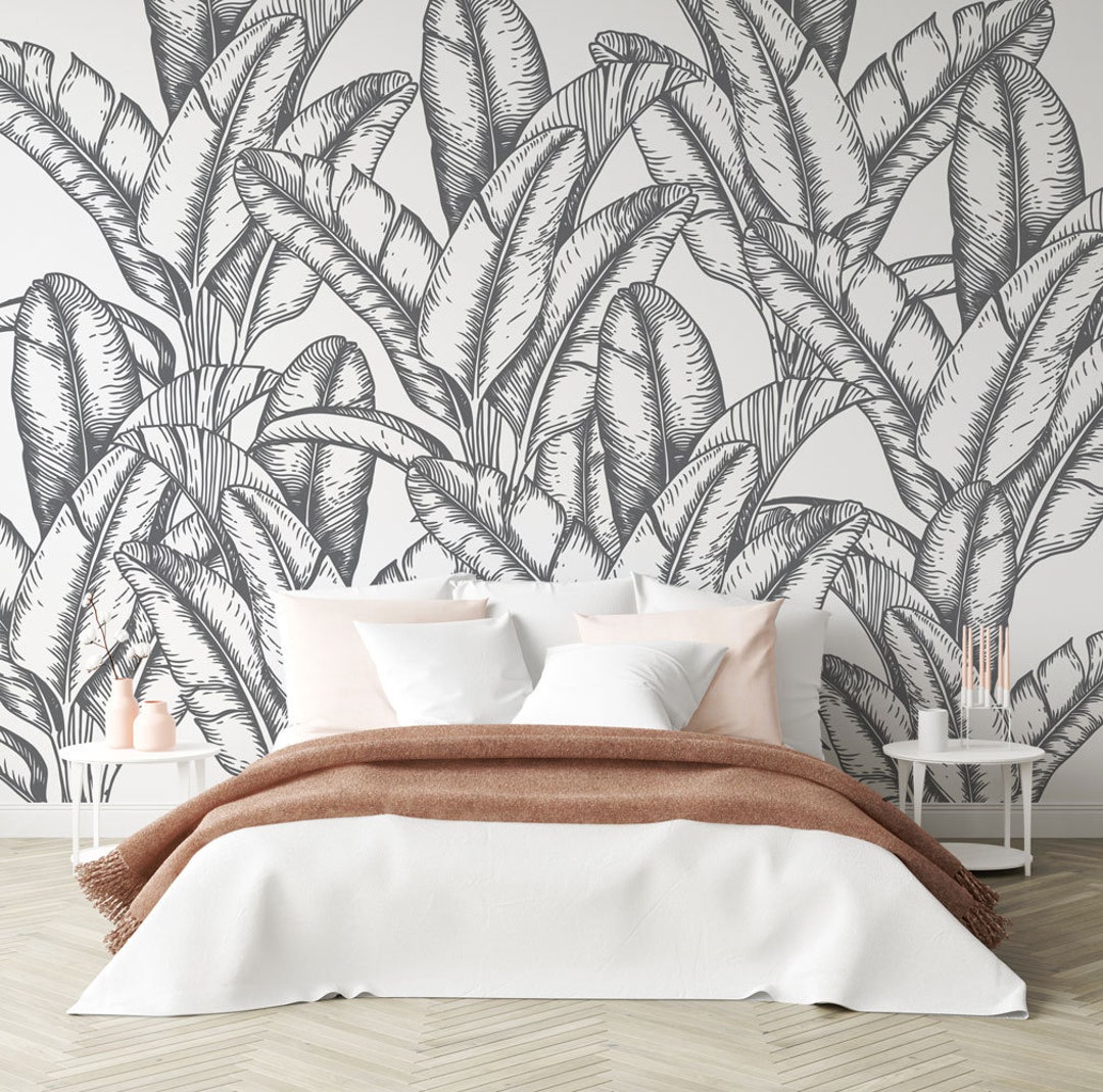 Gray Palm Leaves - Tropical Wallpaper - Leaves Gray Wallpaper - Palms ...
