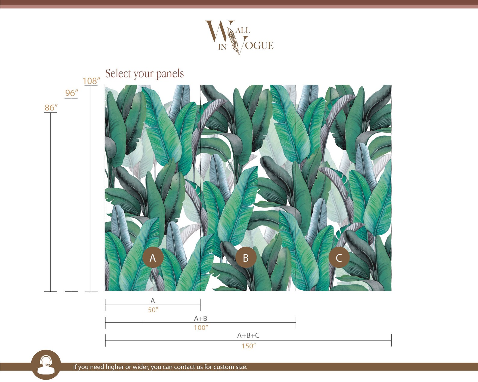 Palm Wallpaper-tropical Leaves Wallpaper Big Palm Leaves Wall | Etsy