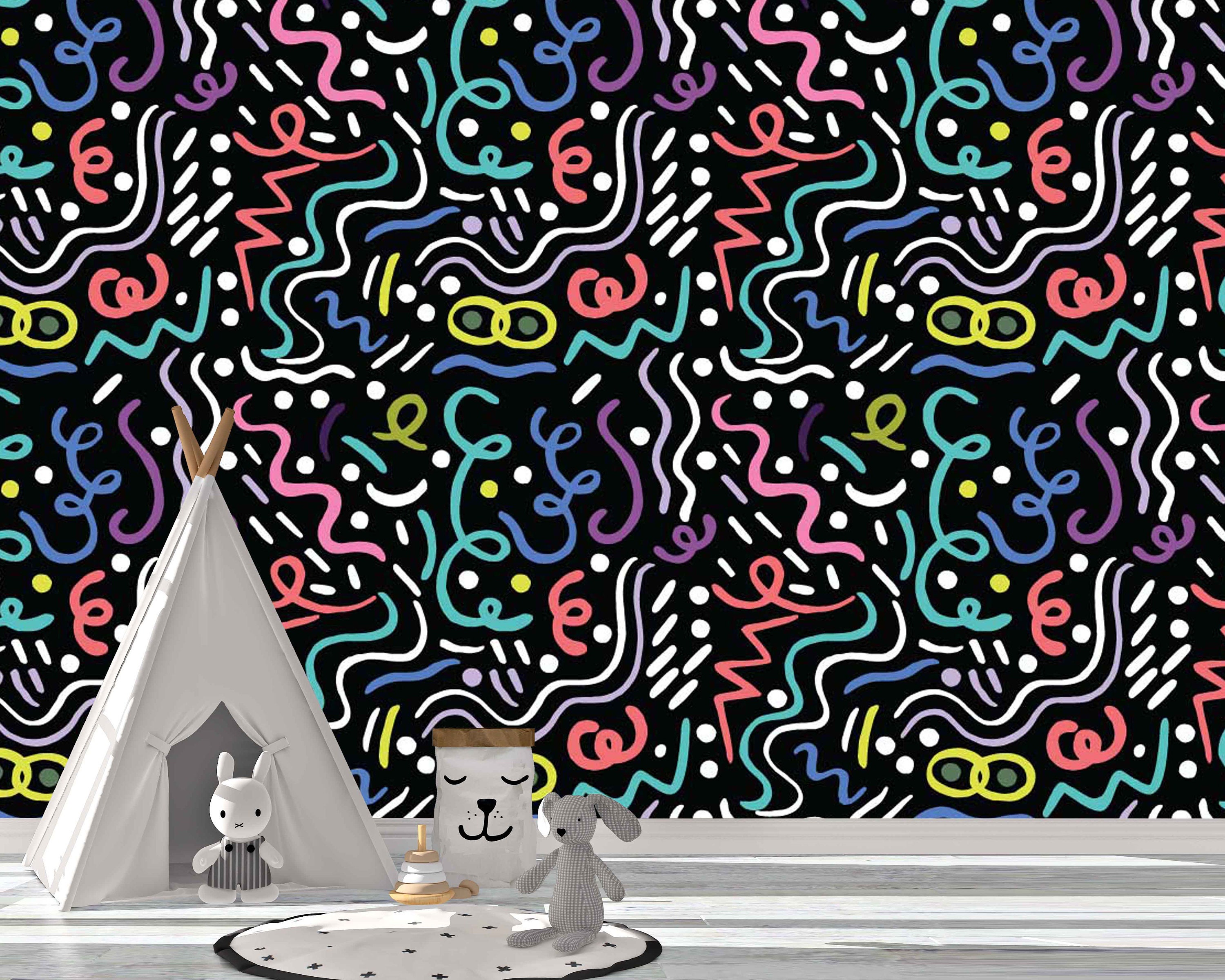 Colorful Wallpaper for Kids Kids Room Wallpaper Fun | Etsy