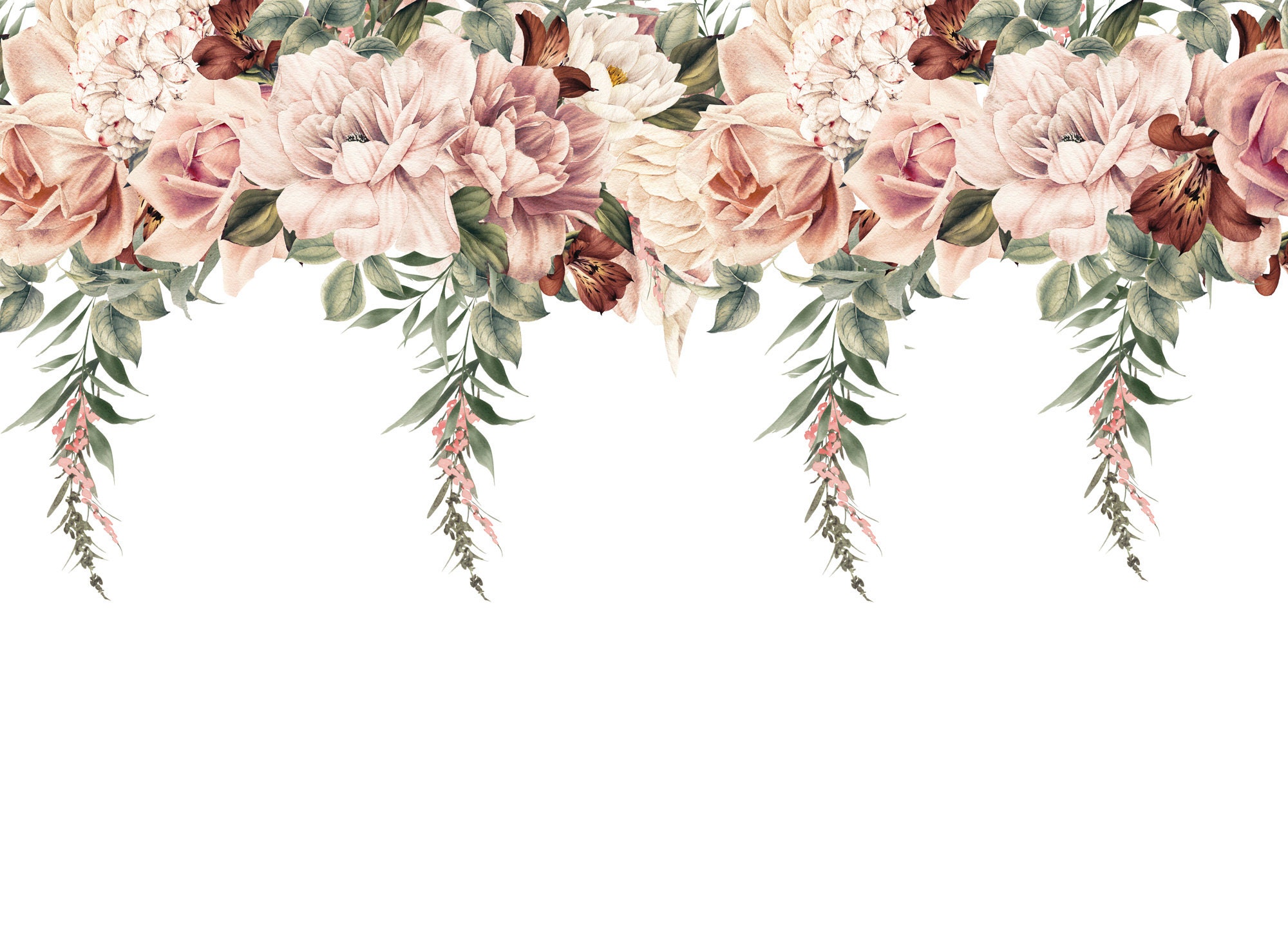 Floral Wallpaper-flower Wallpaper-dripping Flower Garden | Etsy