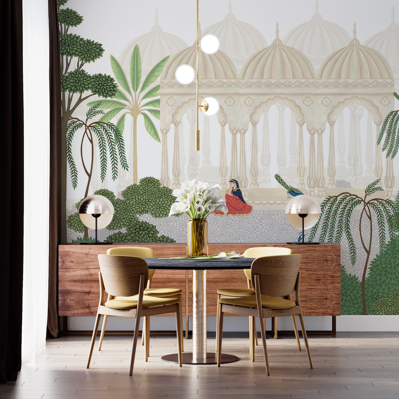 Indian Inspired Wallpaper - Ethnic Wall Mural - Landscape Wall Decor ...