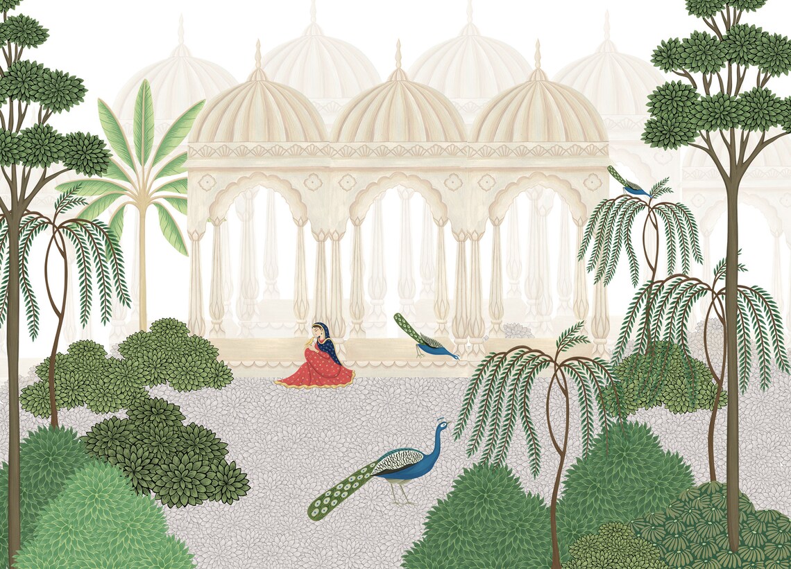 Indian Inspired Wallpaper Ethnic Wall Mural Landscape Wall | Etsy