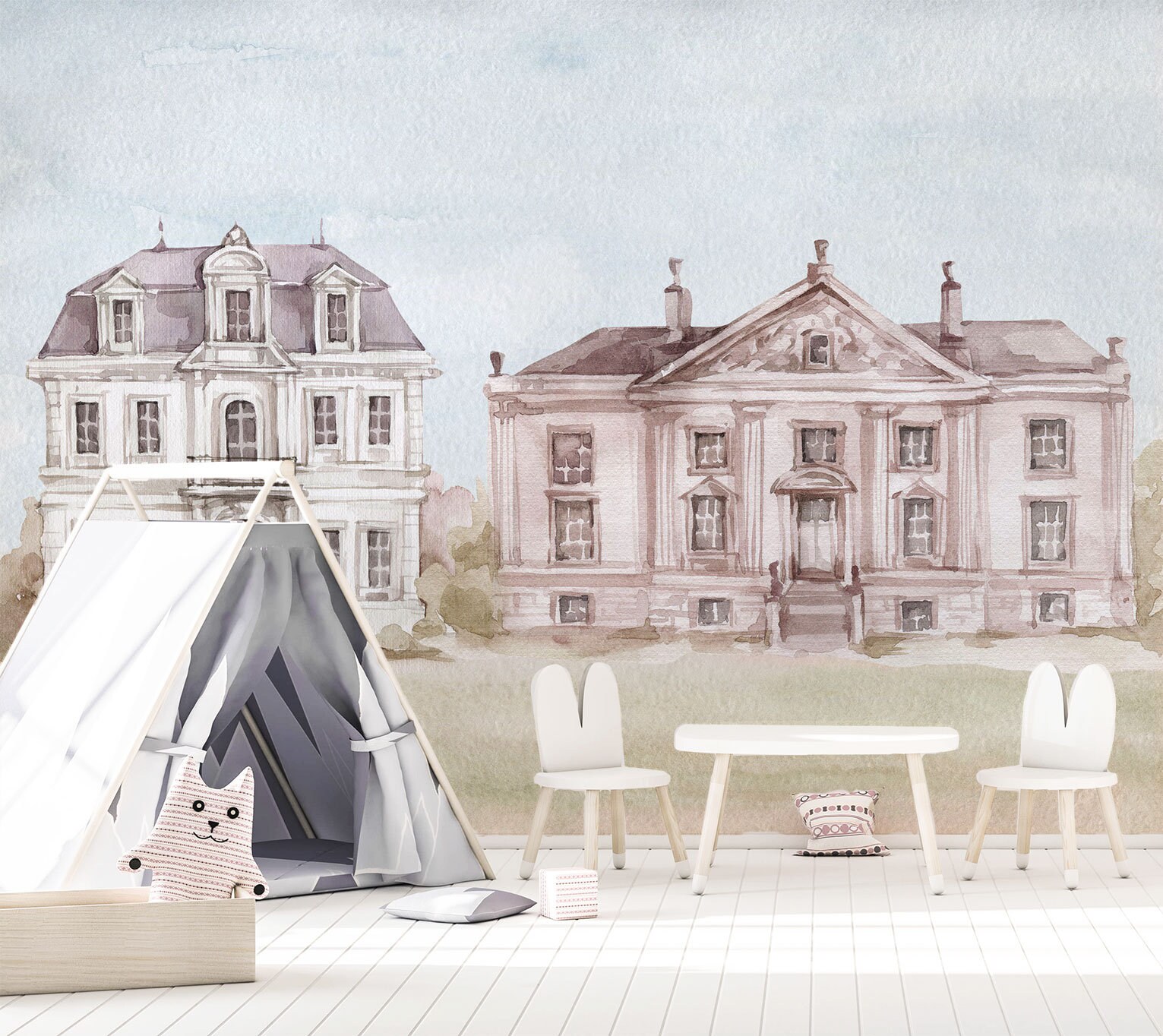 House Wallpaper - Kids Nursery Wallpaper - Girl Bedroom Wallpaper ...