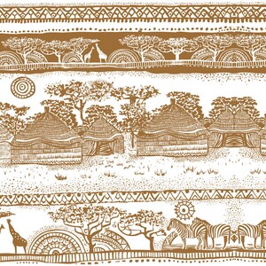 African Village Wallpaper - Boho Chic Wallpaper - Bohemian Wallpaper ...