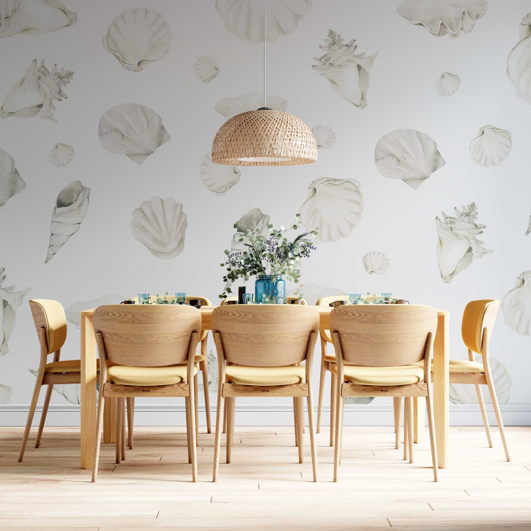 Shell Wallpaper - Coastal Wallpaper - Beachy Wallpaper - Earthy ...