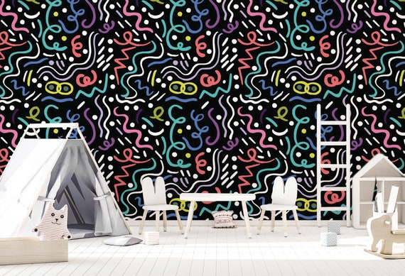 Colorful Wallpaper for Kids Kids Room Wallpaper Fun | Etsy