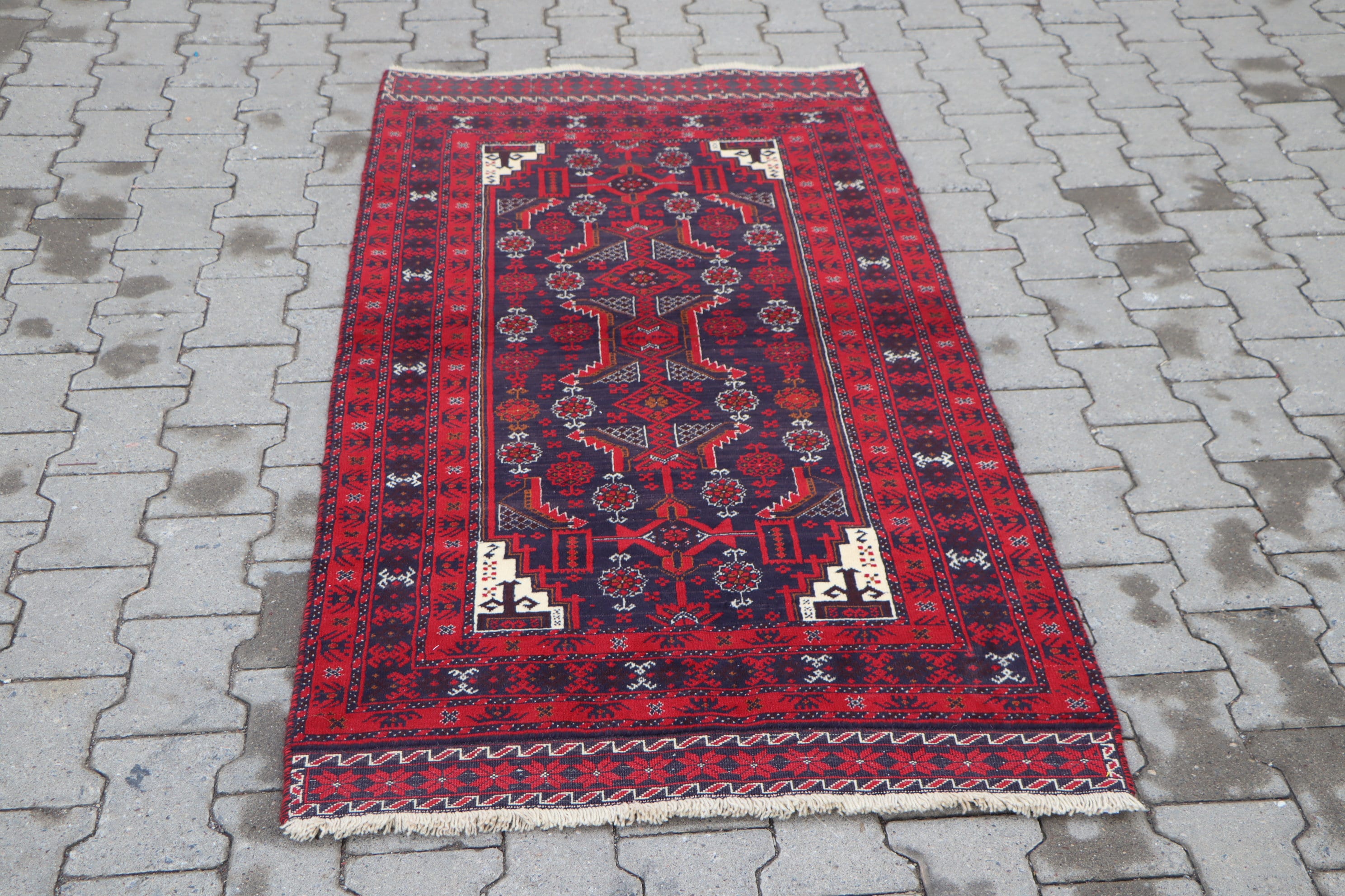 Red runner rug hallway rug ethnic rug boho rug vintage | Etsy