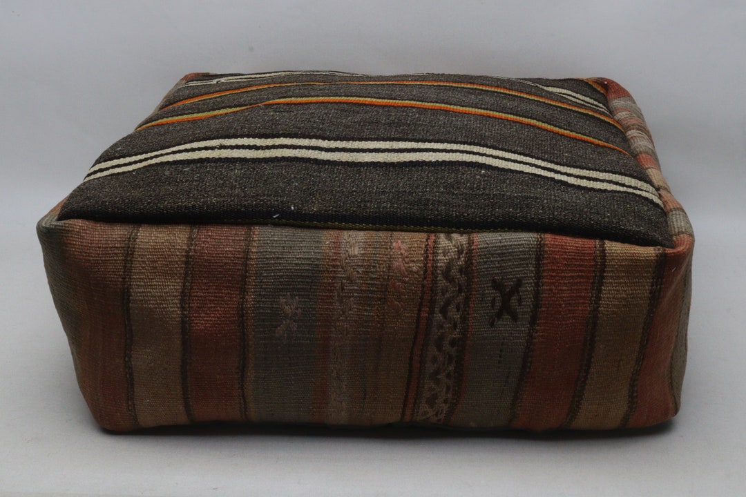 Ottoman Pouf, Turkish Kilim Pouf, Floor Cushion, Camping Pillow ...