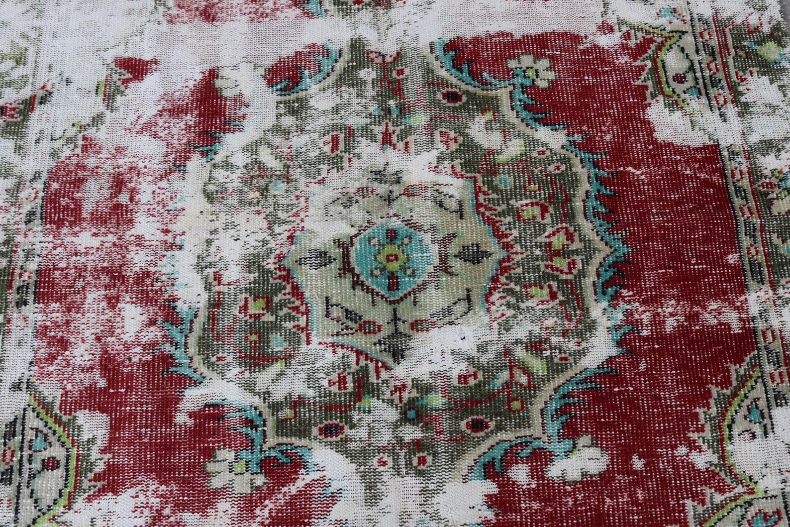 Red Turkish Rug Coastal Vintage Rug Handmade Rug Large Area - Etsy