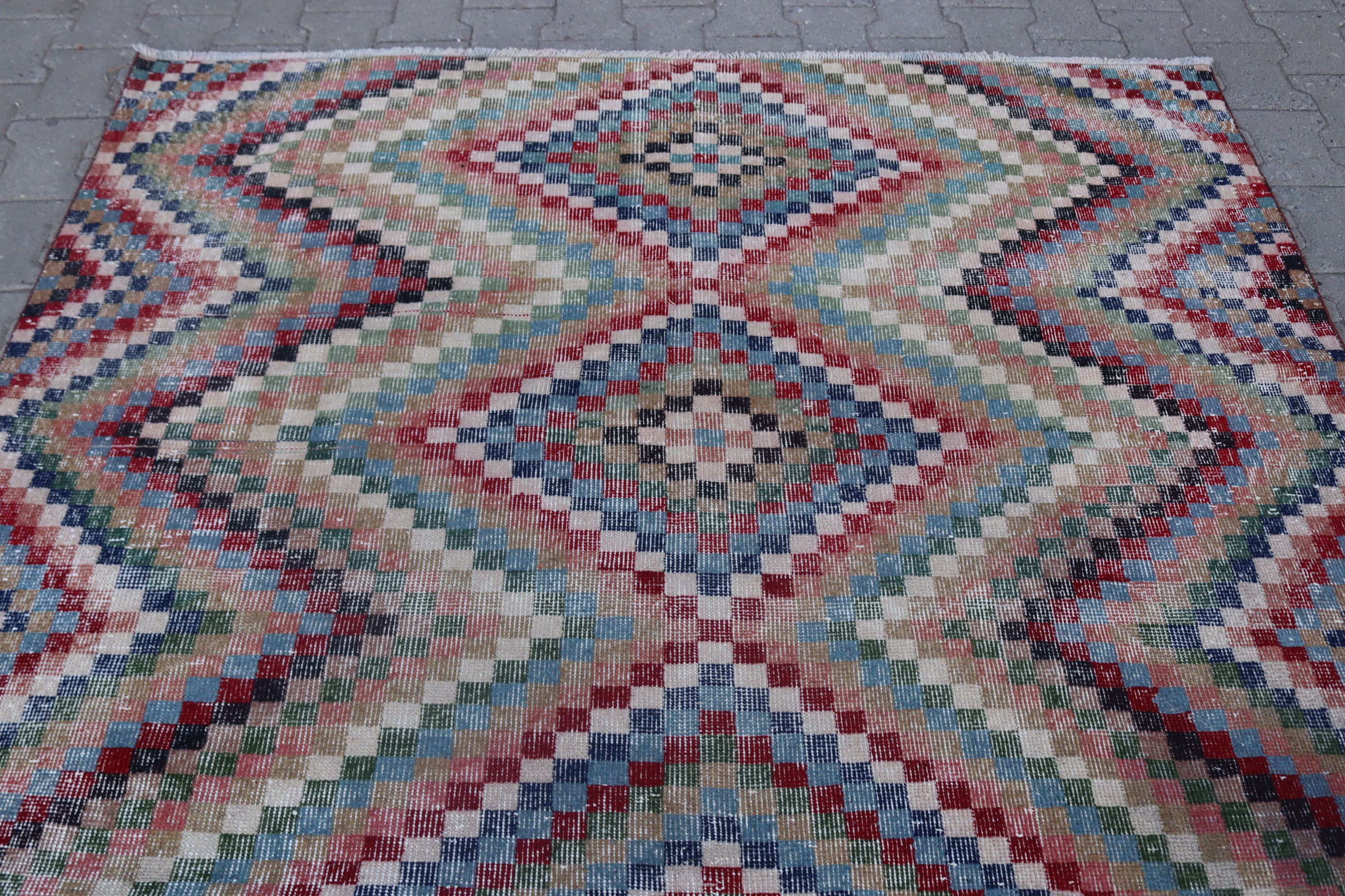 Geometric area rug wool rug aztec rug vintage rug antique | Etsy