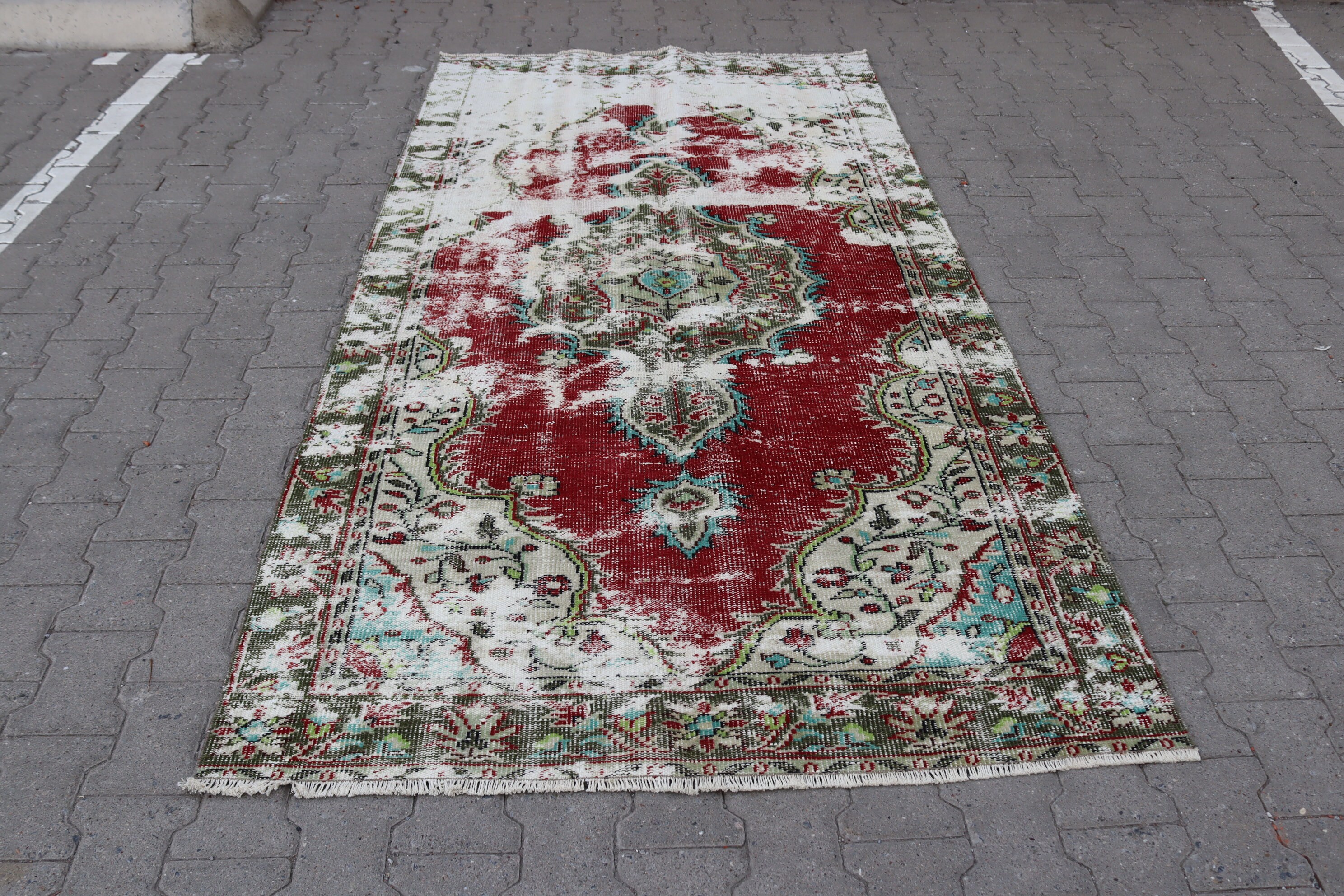 Red Turkish rug Coastal Vintage rug Handmade rug Large area | Etsy