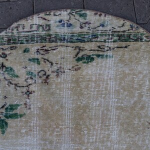 Turkish Small Rug, Circle Wool Rug, Frontdoor Rug, Vintage Rug, Small ...