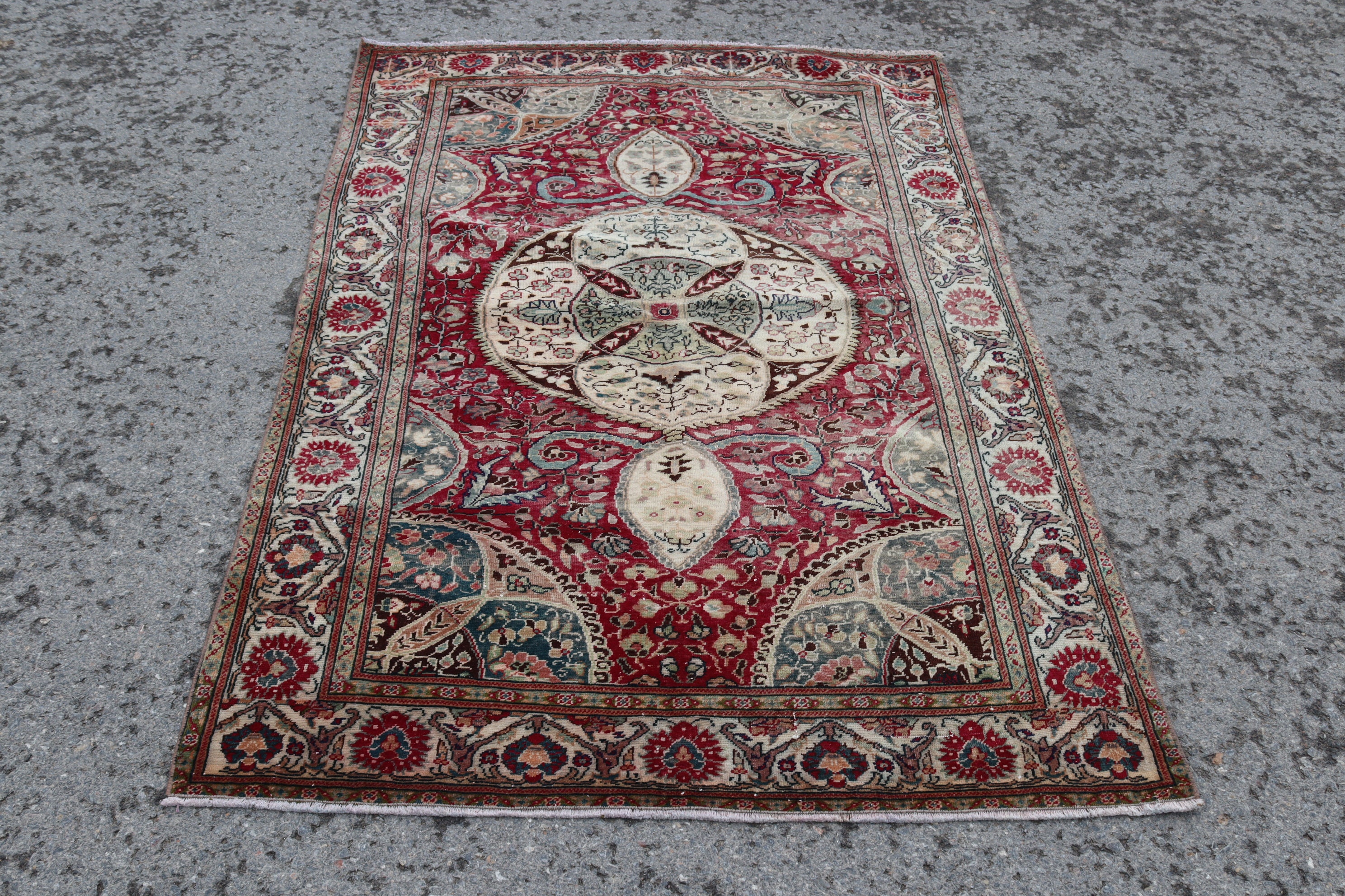 Turkish area rug Vintage red rug Handmade small rug | Etsy