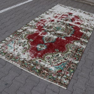 Red Turkish rug Coastal Vintage rug Handmade rug Large area | Etsy