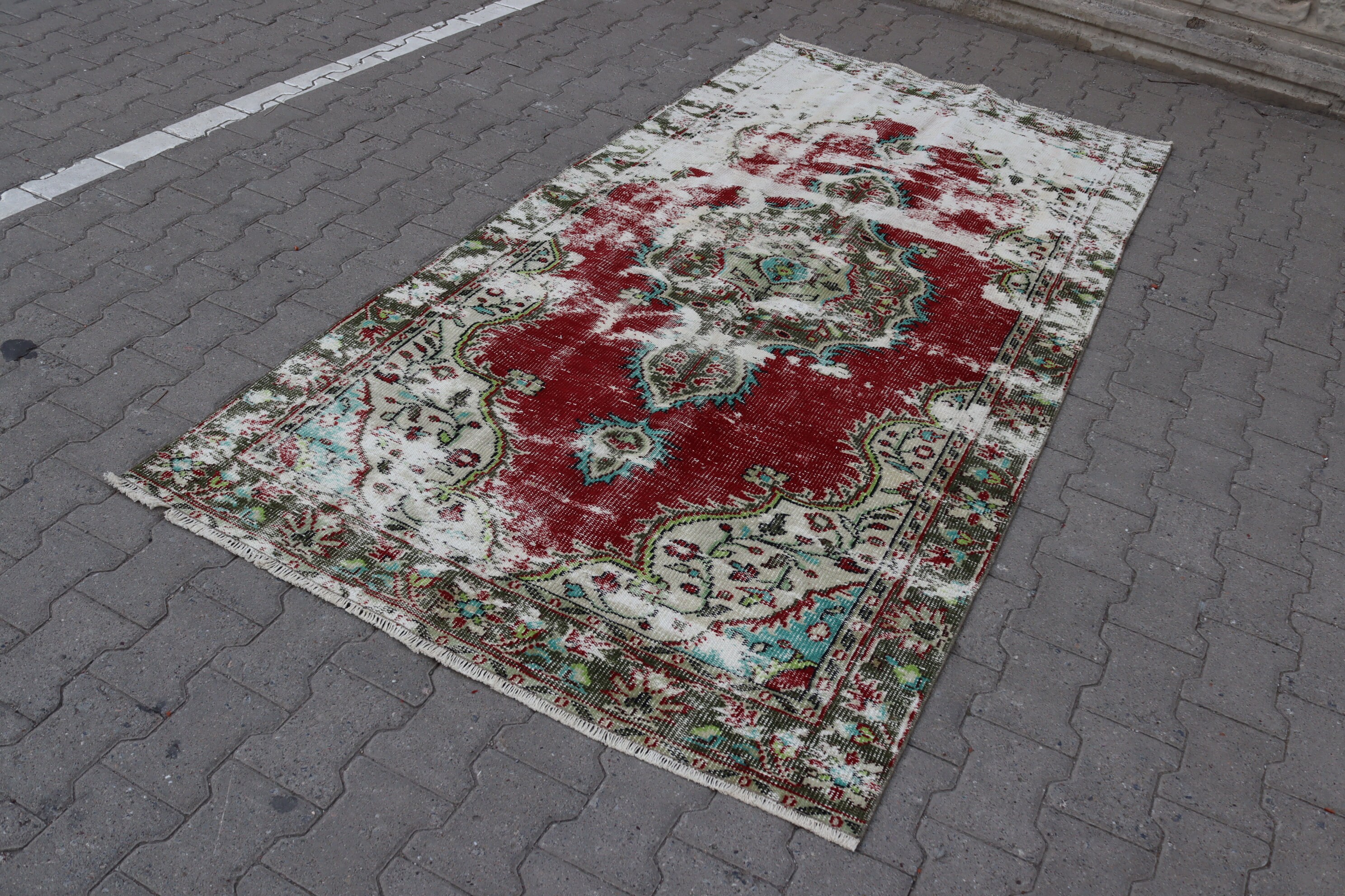 Red Turkish rug Coastal Vintage rug Handmade rug Large area | Etsy