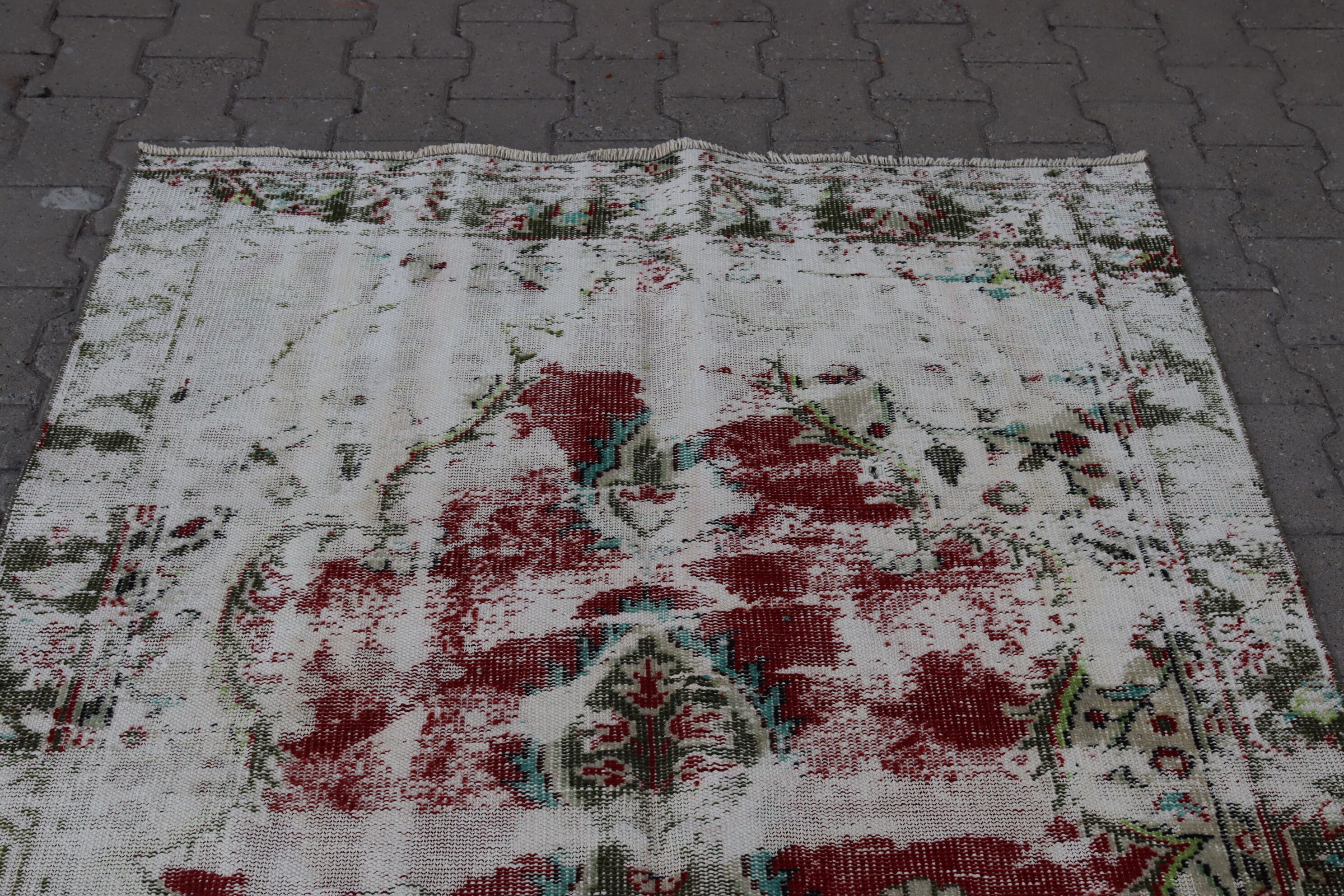 Red Turkish Rug, Coastal Vintage Rug, Handmade Rug, Large Area Rug ...