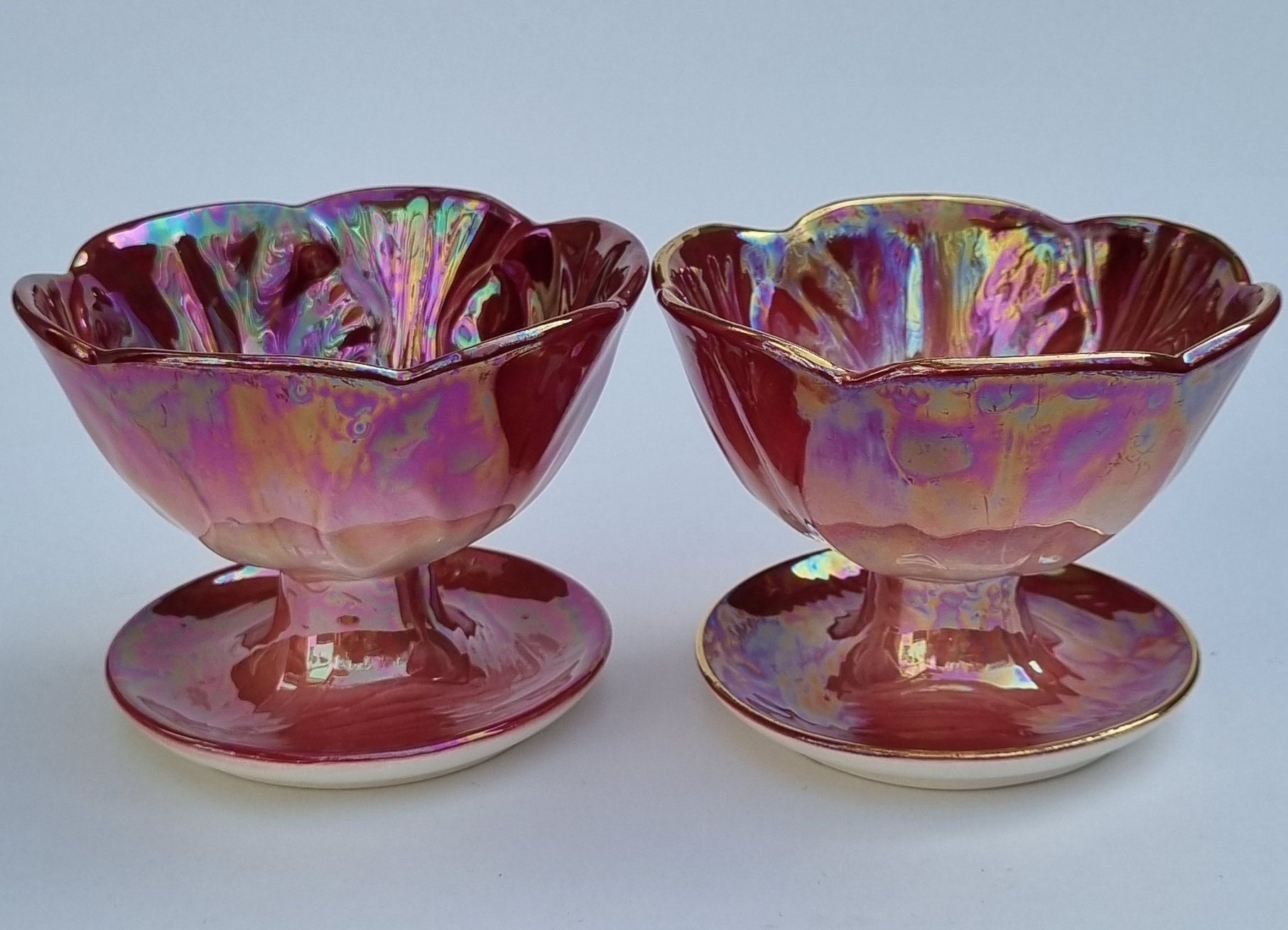 Vintage Beswick Cabbage Leaf Sundae/dessert Lusterware Dishes - Etsy UK