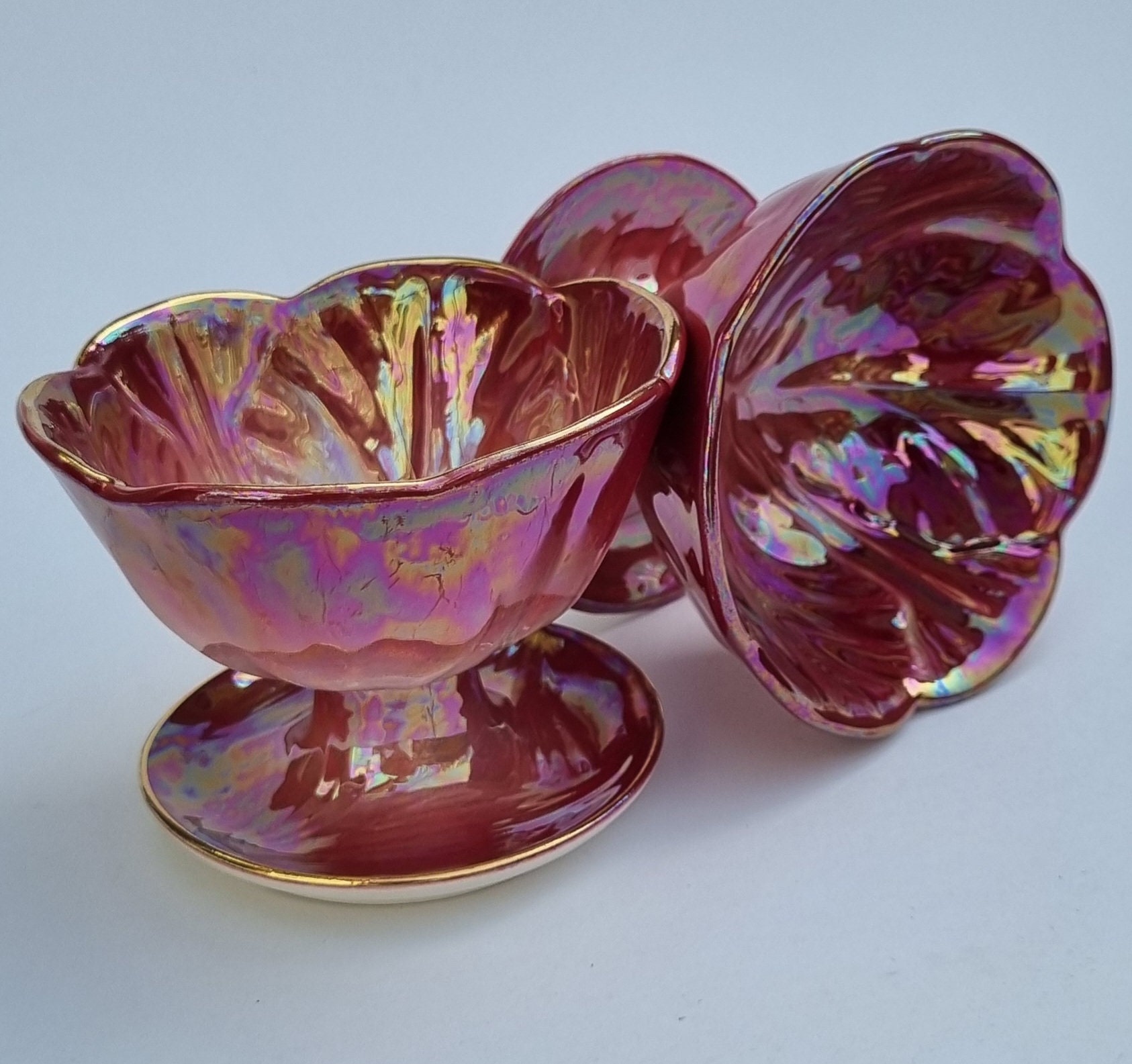 Vintage Beswick Cabbage Leaf Sundae/dessert Lusterware Dishes - Etsy UK