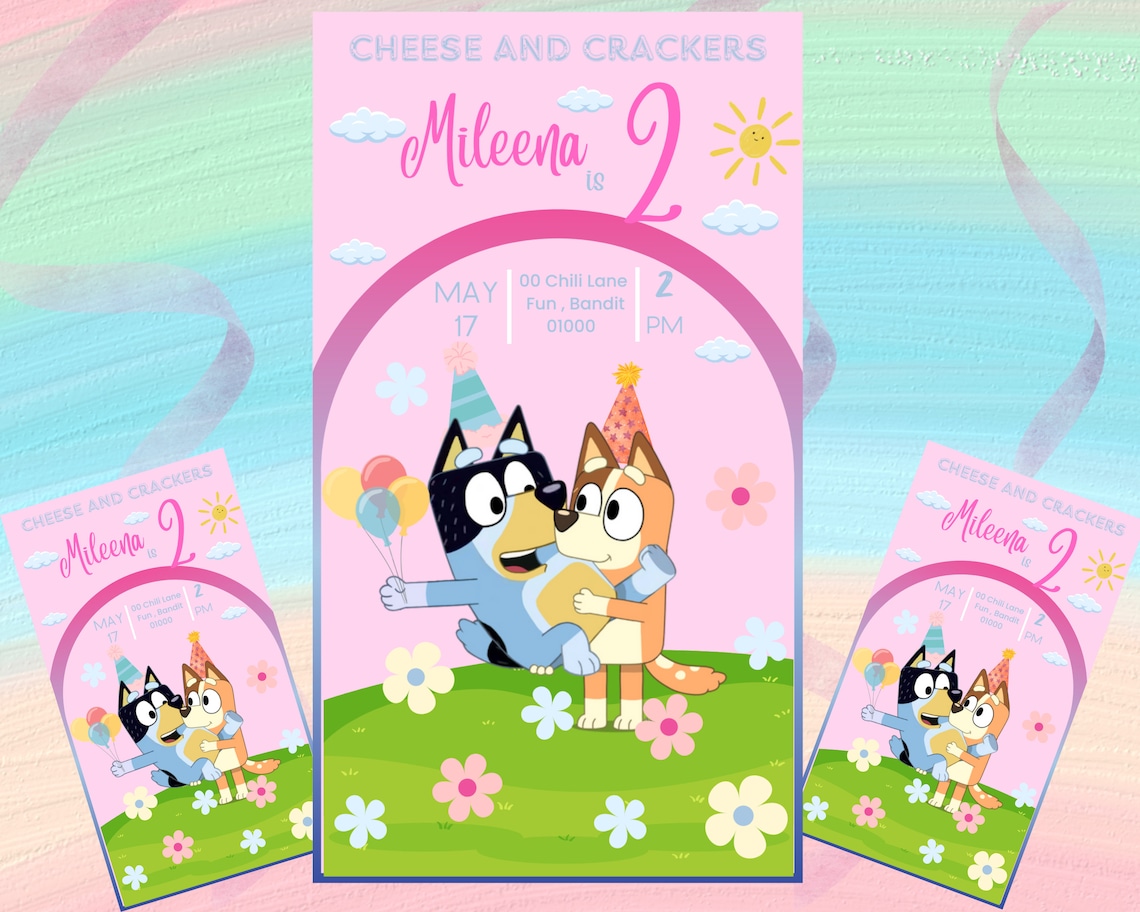 Plantilla Canva /Invitación de cumpleaños de Bluey Bingo / - Etsy México