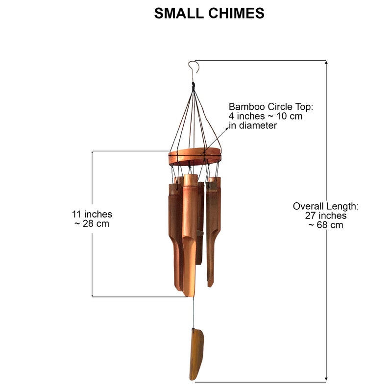 Classic Bamboo Wind Chimes With Circle Top Deep Tone Soothing - Etsy