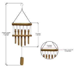 Small Simple Bamboo Wind Chimes Outdoor, 5 Tubes Single Row, Relaxing ...