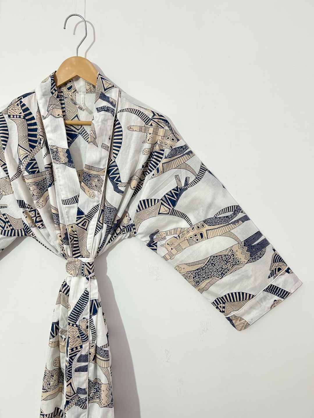 Floral Cotton Kimono Robe: Japanese Style Summer Cover-up, Boho ...