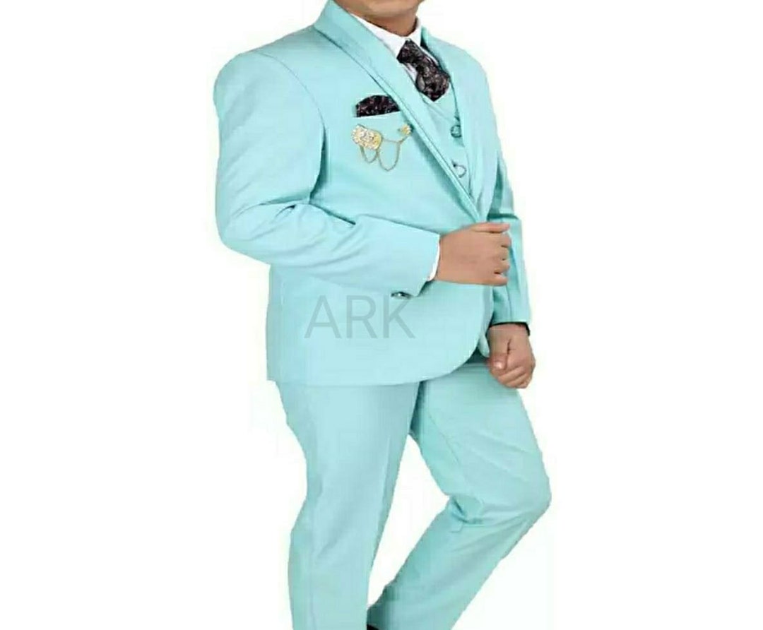 Kids Mint Green Suits 2 Piece Slim Fit Kids Formal Fashion Blazer Pant ...