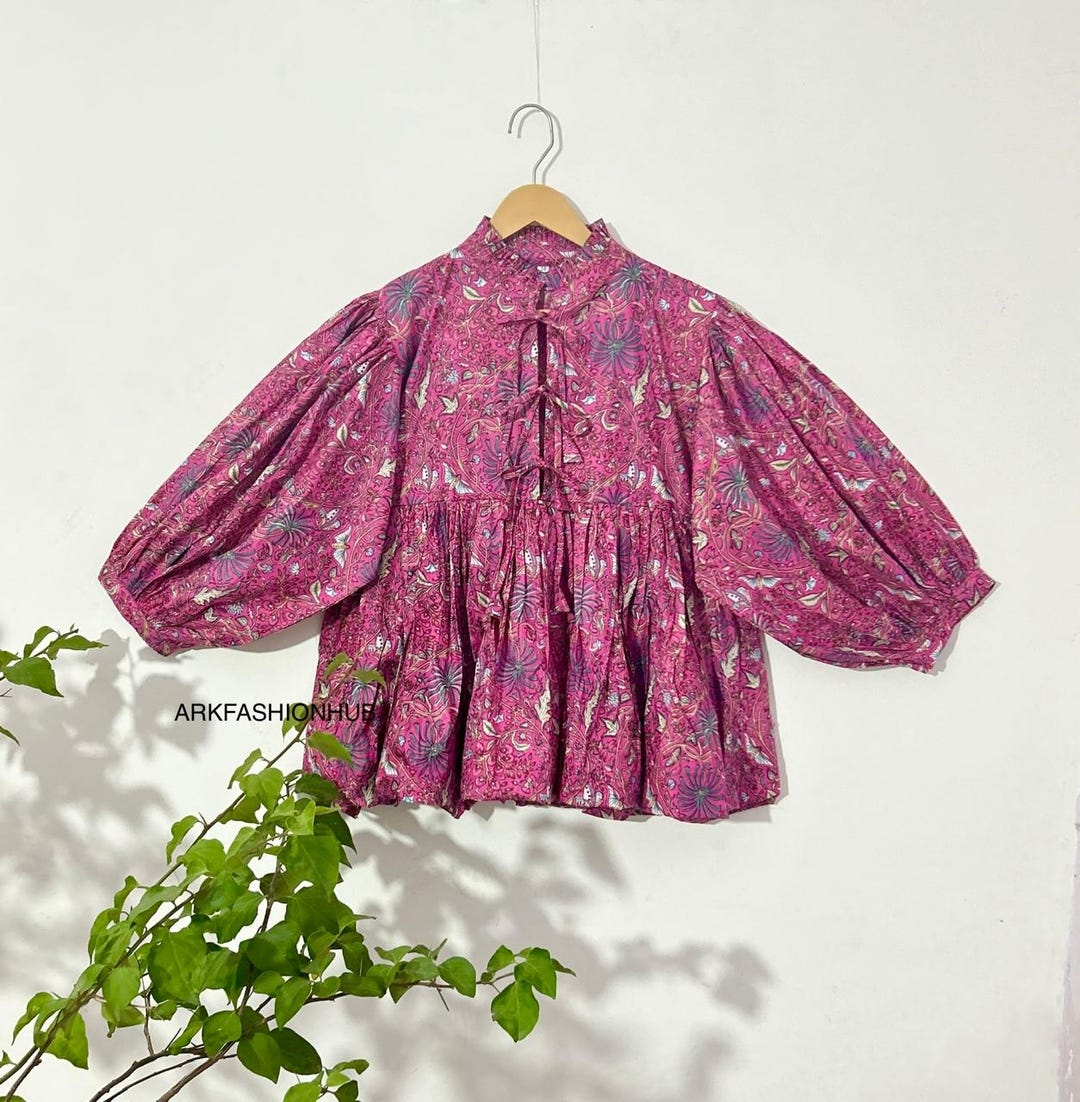 Traditional Hand Made Cotton Blouse Beautiful Print Top, Indian Printed ...