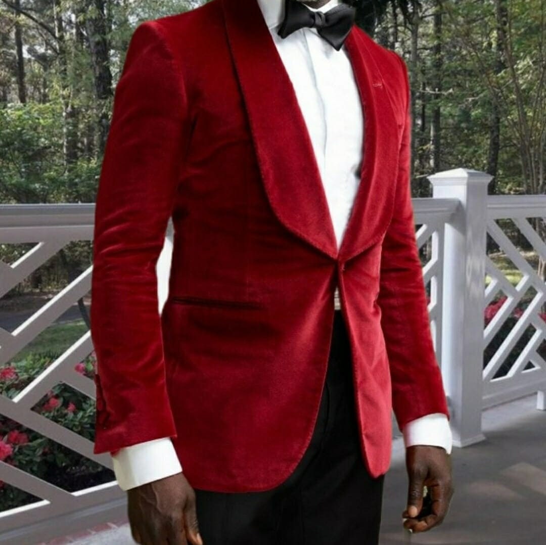 Man Red Velvet Blazer for Groom & Groomsmen Wedding-winter Coat-prom ...
