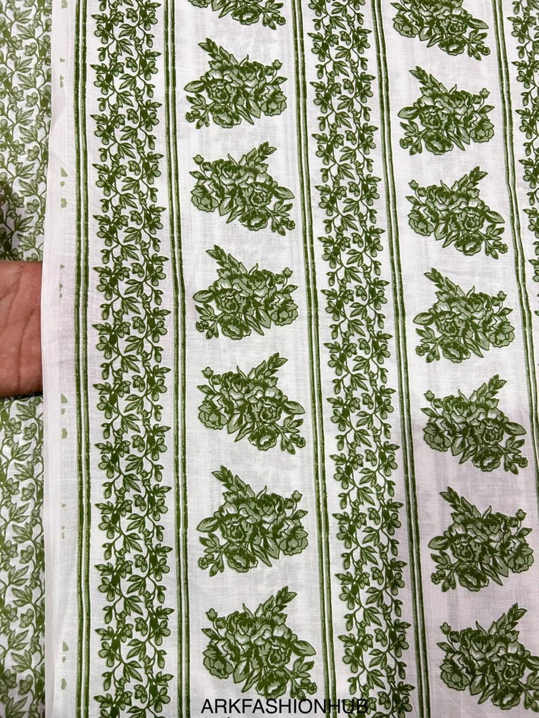 Hand Block Print Cotton Fabric: Indian Floral Print, Quilting & Decor ...