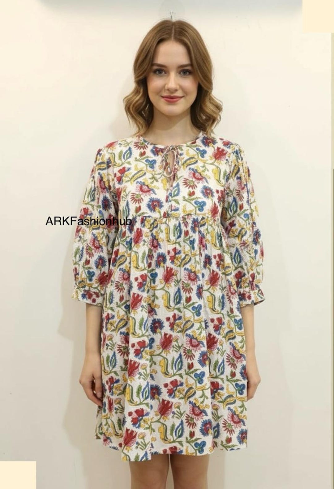 Indian Cotton Hand Block Print Mini Dress, Bohemian Super Comfy Daily ...