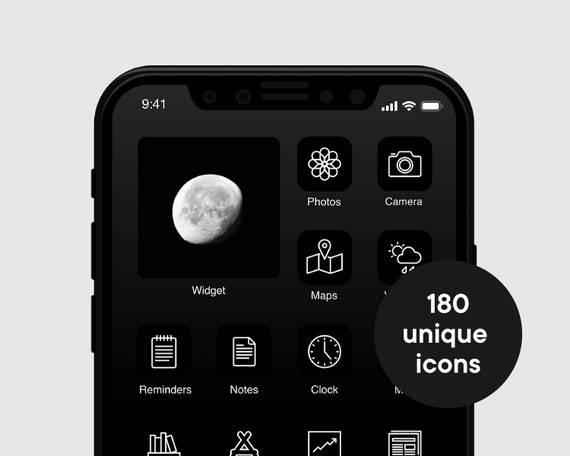 Black Ios 14 Icons Midnight Black Iphone and Ipad App Icon | Etsy