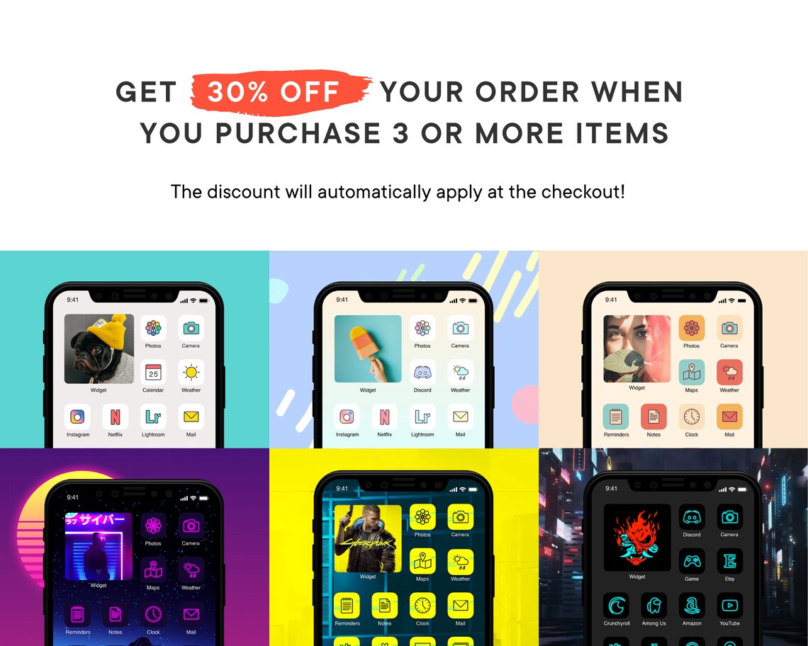 Vaporwave App Icons for iPhone / Ipados / Android, Synthwave Neon Home ...