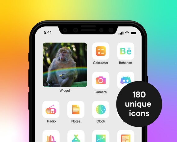 Rainbow Iphone Icon Pack Colorful Theme Ios 14 App Icons - Etsy