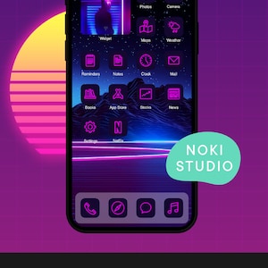 Vaporwave Icons, Synthwave iPhone and iPad App Icon, Retrowave Theme ...